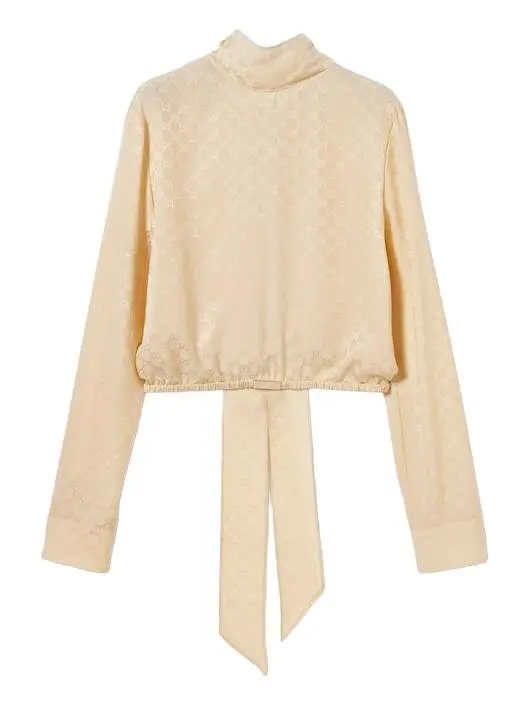 Gucci Gg Silk Jacquard Blouse - Beige