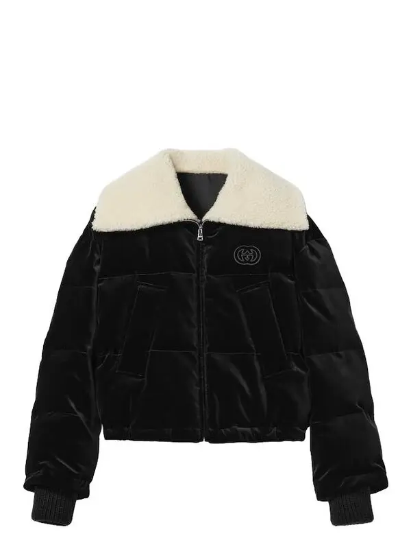 Gucci Cotton Velvet Puffer Bomber Jacket - Black