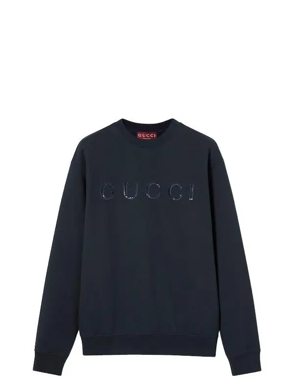 Gucci Cotton Jersey Sweatshirt With Embroidery - Blue