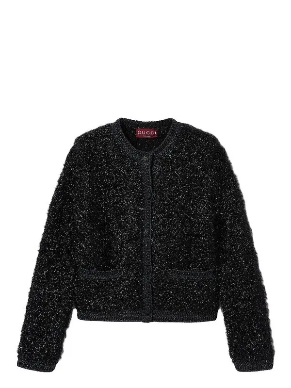 Gucci Shiny Chunky Wool Cardigan - Black