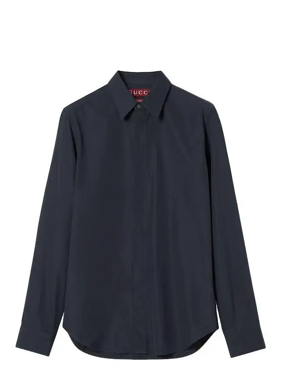 Gucci Piece Dyed Poplin Shirt With Embroidery - Blue