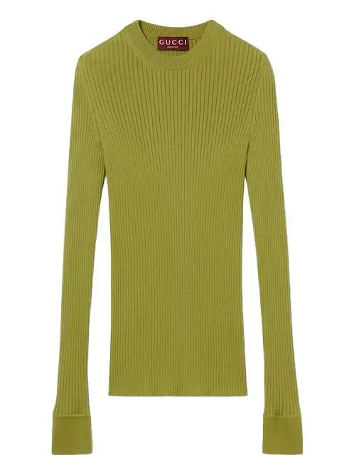 Gucci Rib Cashmere Silk Top - Green