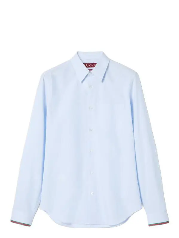Gucci Striped Cotton Shirt With Web - Blue