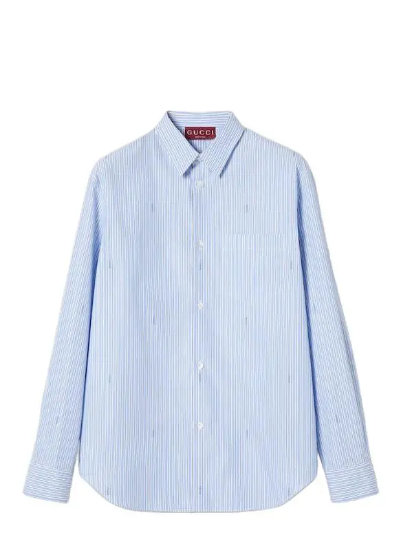Gucci Striped Cotton Poplin Shirt - Blue