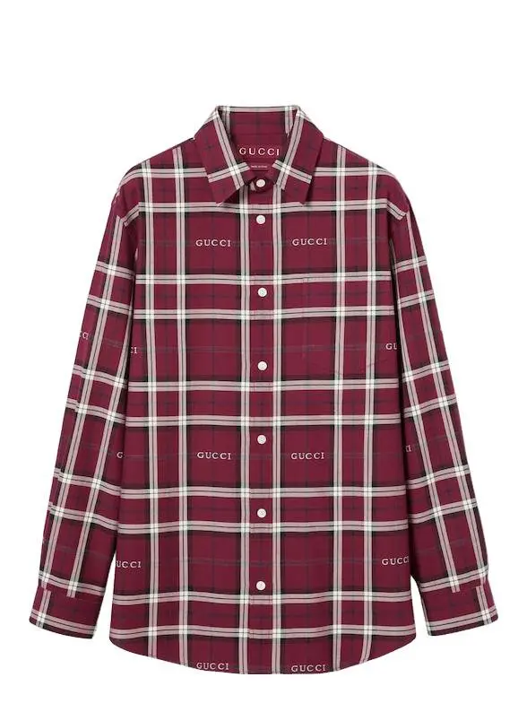 Gucci Tartan Cotton Jacquard Shirt - Bordeaux