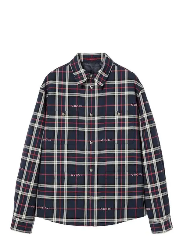 Gucci Tartan Cotton Jacquard Padded Shirt - Blue