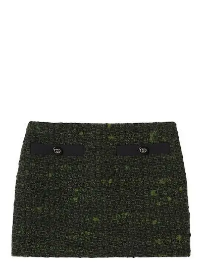 Gucci Wool Bouclé Mini Skirt - Green