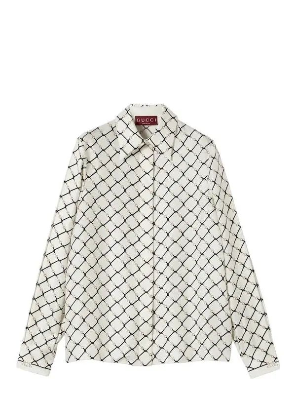 Gucci Printed Silk Twill Shirt - White
