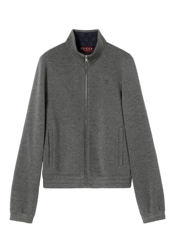 Gucci Double Jersey Jacquard Zip Jacket - Grey