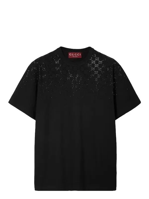 Gucci Cotton Jersey T-shirt With Crystals - Black