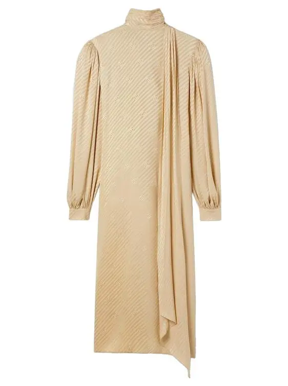 Gucci Diagonal Gg Silk Jacquard Dress - Beige