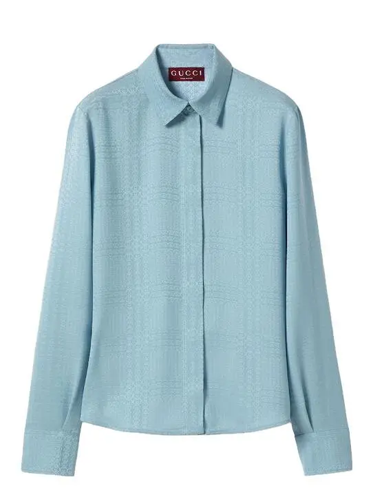 Gucci Interlocking G Silk Jacquard Shirt - Blue