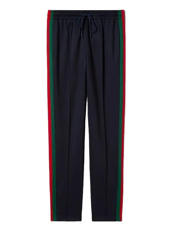 Gucci Technical Jersey Sportswear Pants With Web - Blue