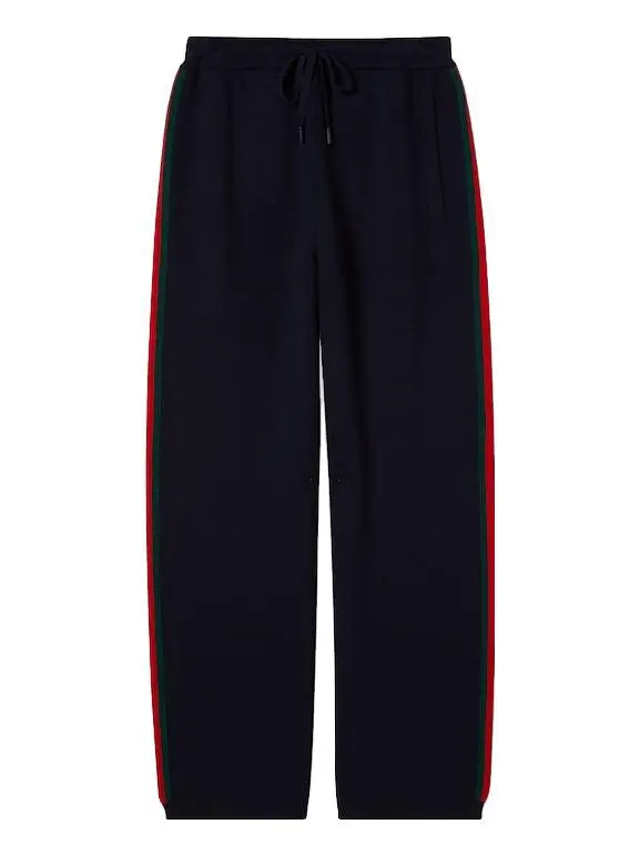 Gucci Stitch Wool Leisure Pants With Web - Blue