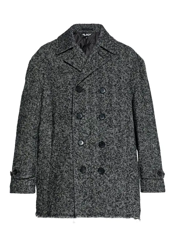 Comme Des Garçons Double-breasted Herringbone Coat - Grey