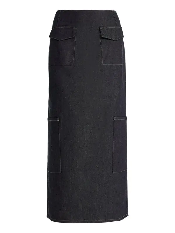 ALFIE Valletta Maxi Denim Skirt - Blue