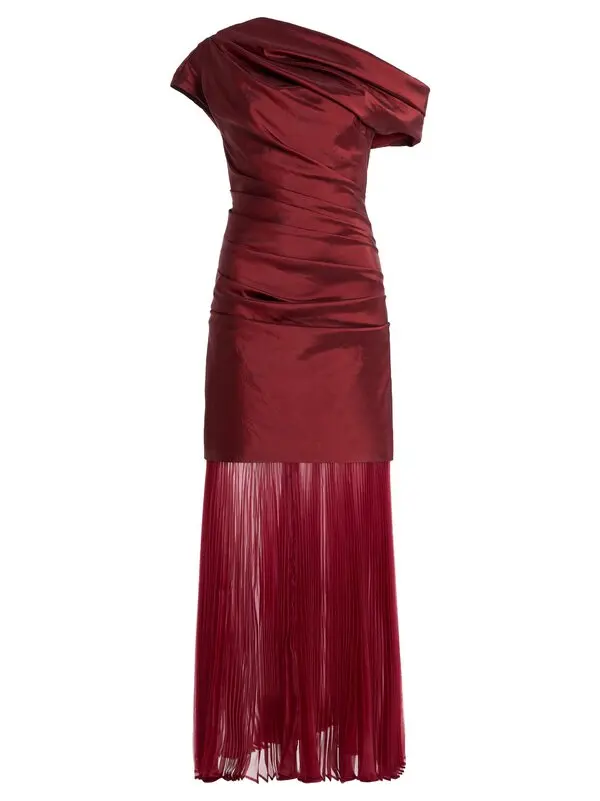 Simkhai Ammalie Organza-trimmed Taffeta Midi Dress - Burgundy