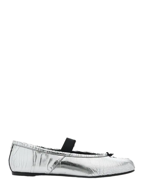 MAISON MARGIELA Tabi Crinkled Metallic Leather Ballet Flats - Silver