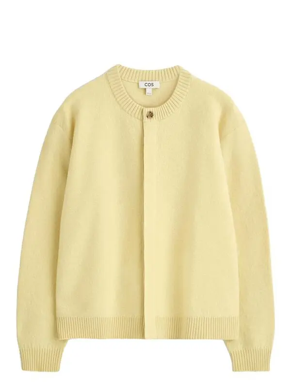 Cos Boiled-wool Crew-neck Cardigan - Yellow