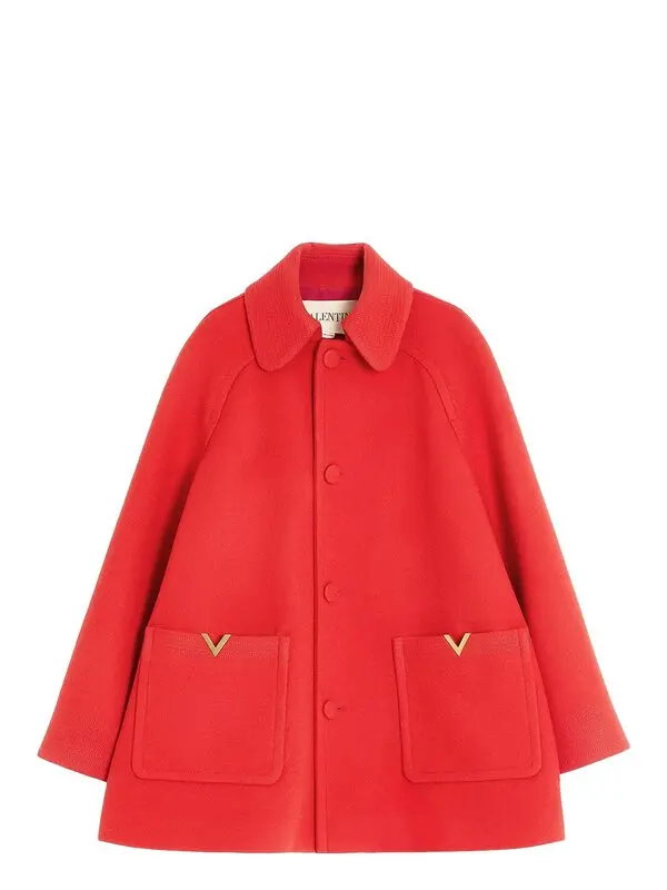 Valentino Garavani Wool Jacket With V Gold Trim - Red