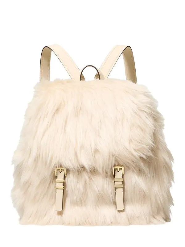 Michael Kors Quinn Medium Faux Fur Flap Backpack - Beige