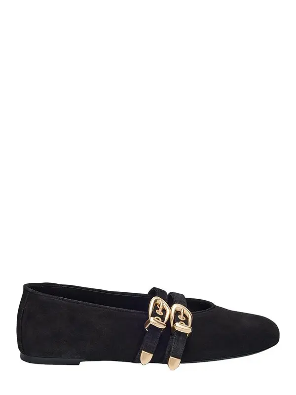 STUART WEITZMAN Maven Suede Ballerina Flats - Black
