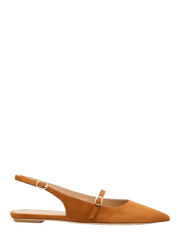 STUART WEITZMAN Emilia Suede Ballerina Flats - Brown