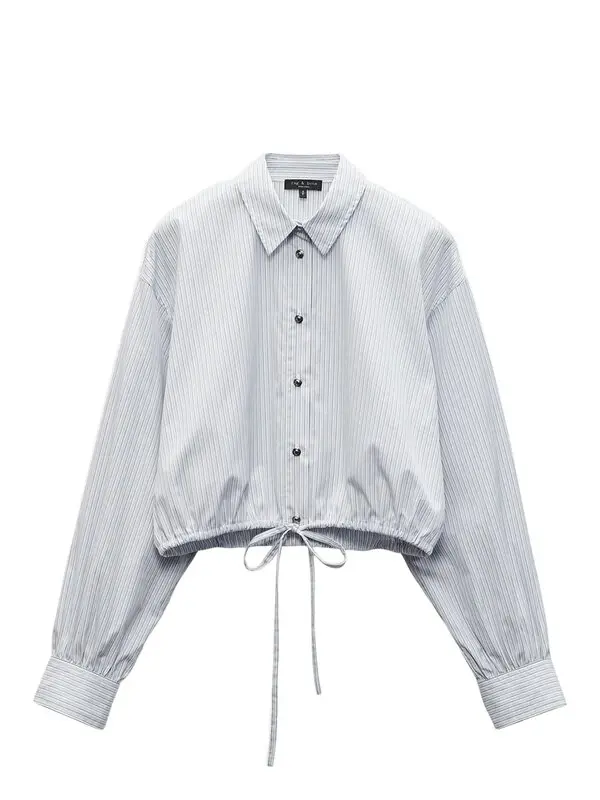 Rag & Bone Georgie Stripe Drawstring Shirt - Fogstripe