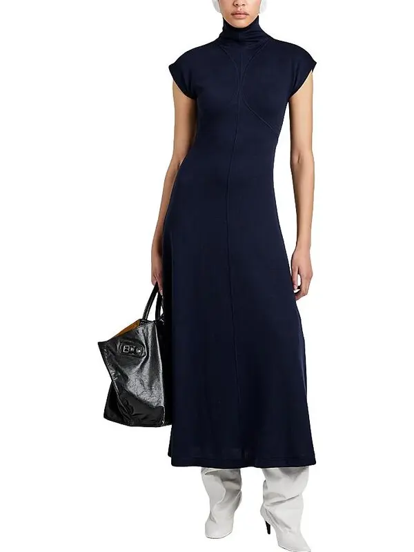 Proenza Schouler White Label Brea Brushed Rib Midi Dress - Navy