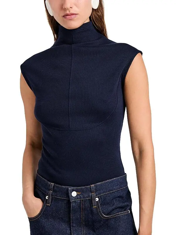Proenza Schouler White Label Zane Brushed Rib Turtleneck Top - Navy