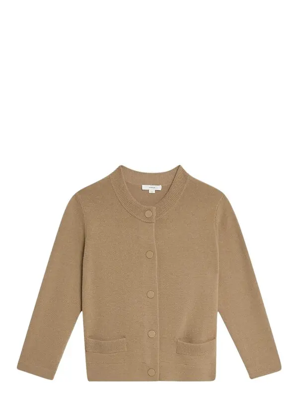 Vince Wool And Cashmere Shrunken Snap Cardigan - Fawn