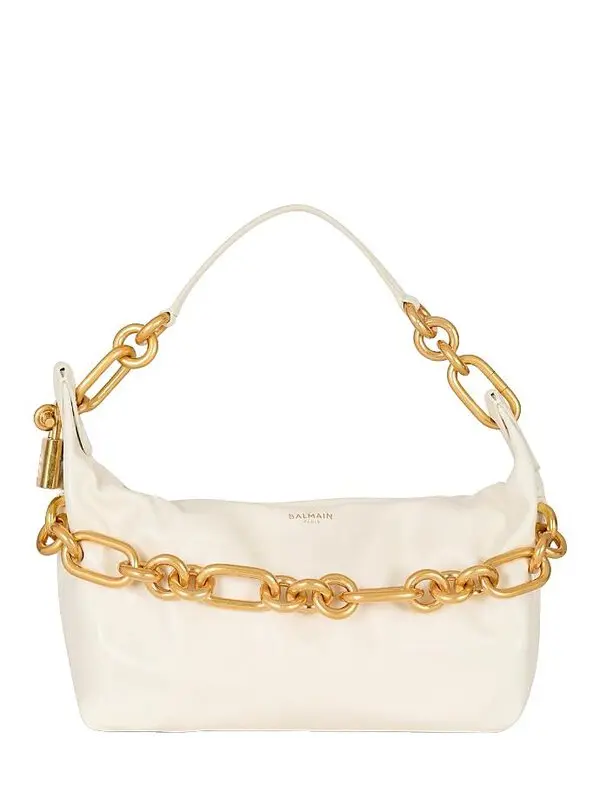 Balmain Medium Sync Bag In Calfskin Leather - White