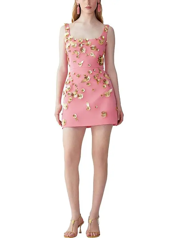 Carolina Herrera Embellished Silk Mini Dress - Sunset Multi