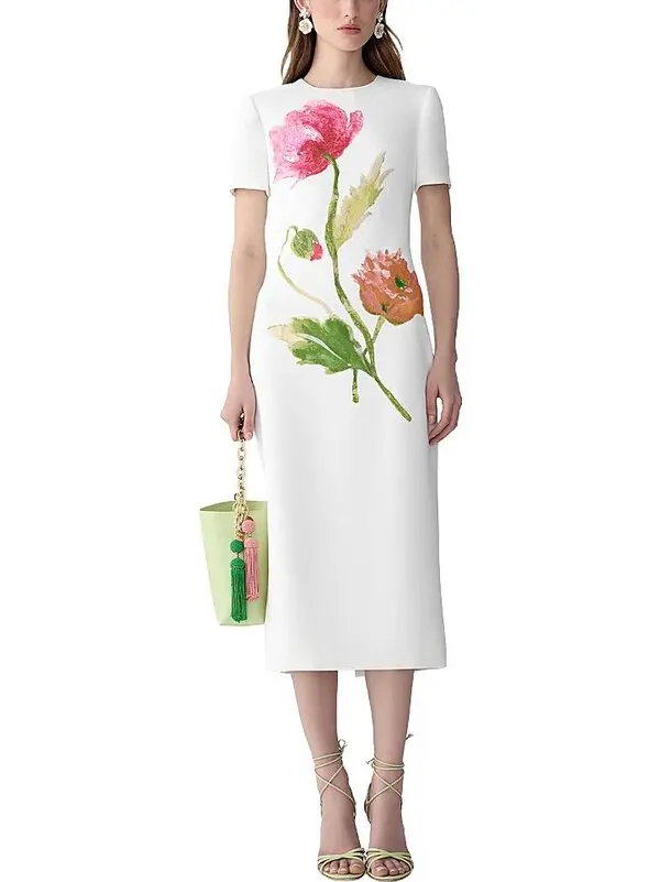 Carolina Herrera Printed Midi Dress - White Multi