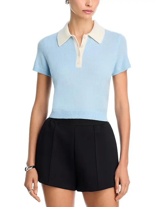 Simkhai Sanders Cashmere Polo Tee - Sky