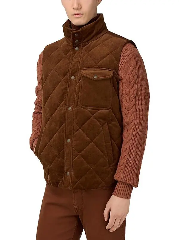 Boggi Milano Quilted Corduroy Vest - Brown