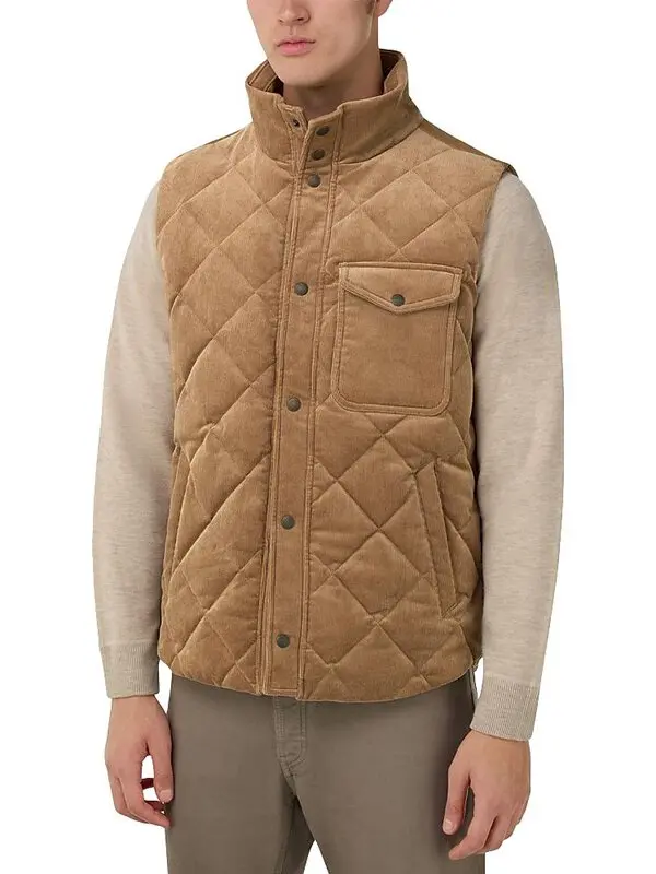 Boggi Milano Quilted Corduroy Vest - Taupe