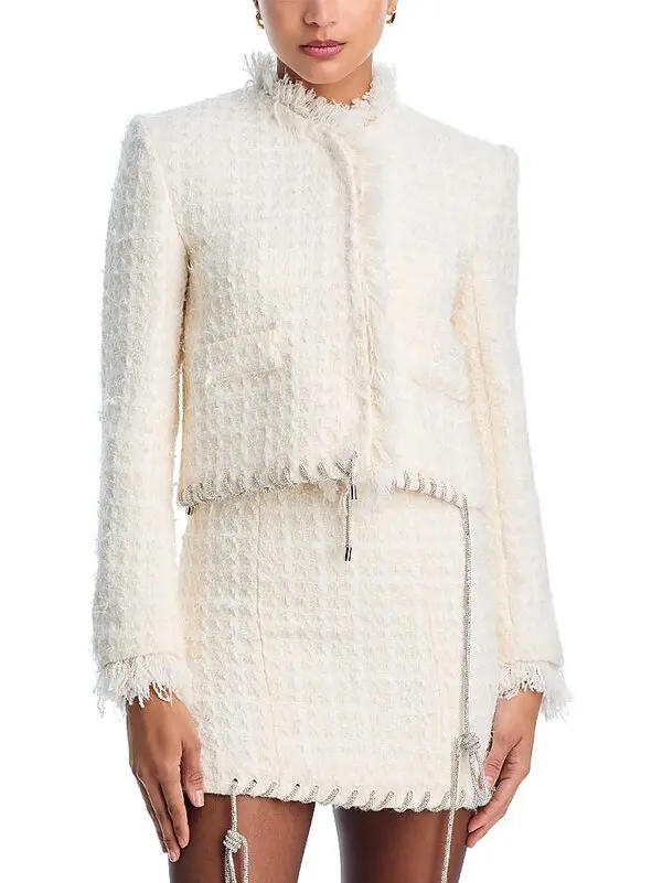 AREA Tweed Eyelash Jacket - Cream White