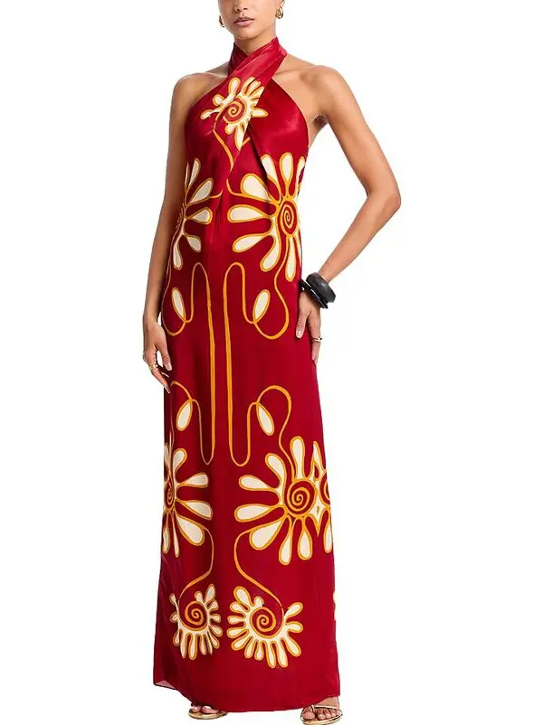 CALA DE LA CRUZ Oliviera Maxi Dress - Namur Carmin