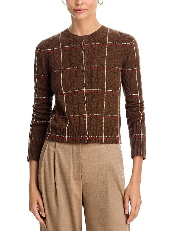 Guest In Residence Jane Cashmere Cable Knit Cardigan - Chestnut Combo