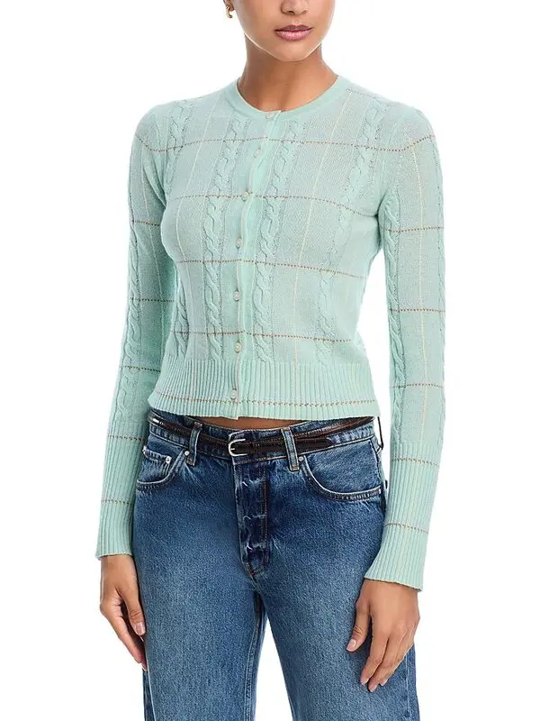 Guest In Residence Jane Cashmere Cable Knit Cardigan - Seaglass Combo