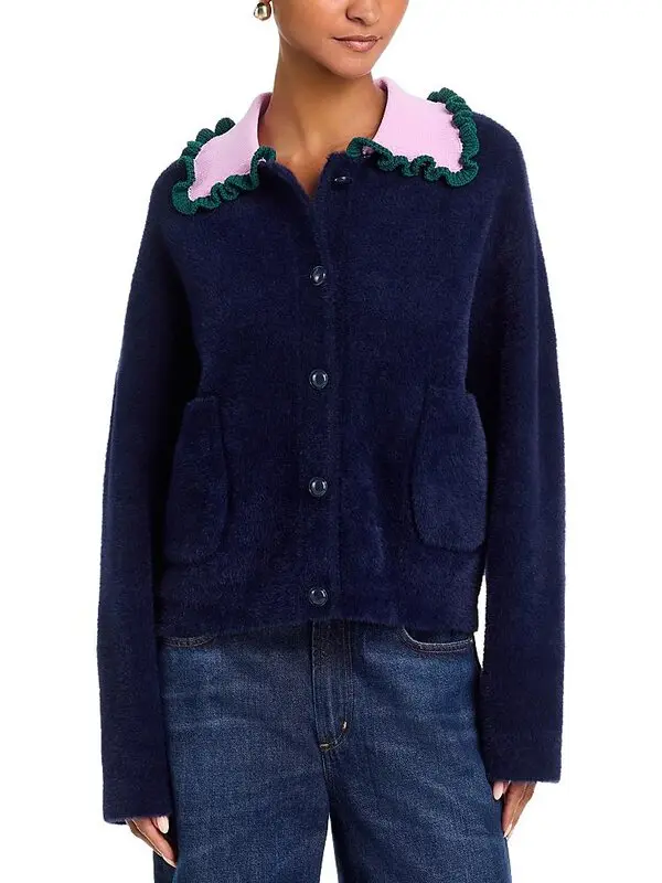 Essentiel Antwerp Contrast Collar Cardigan - Dark Night