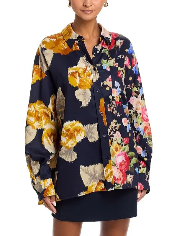 Essentiel Antwerp Floral Button Front Shirt - Off White