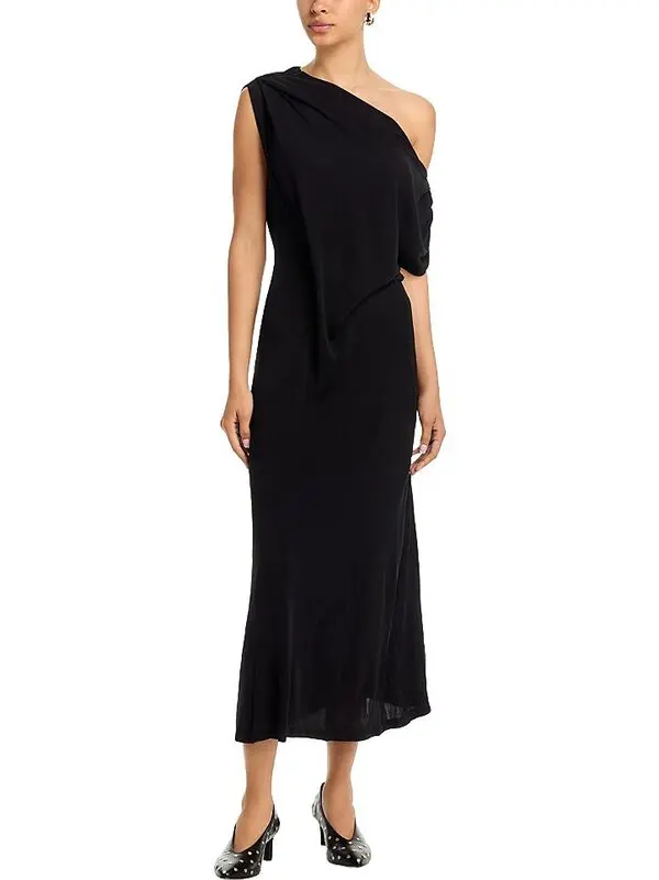 Co Draped Off Shoulder Dress - Black