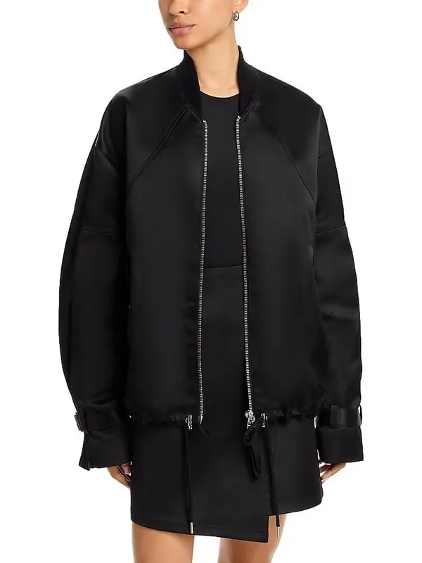 Co Satin Bomber Jacket - Black