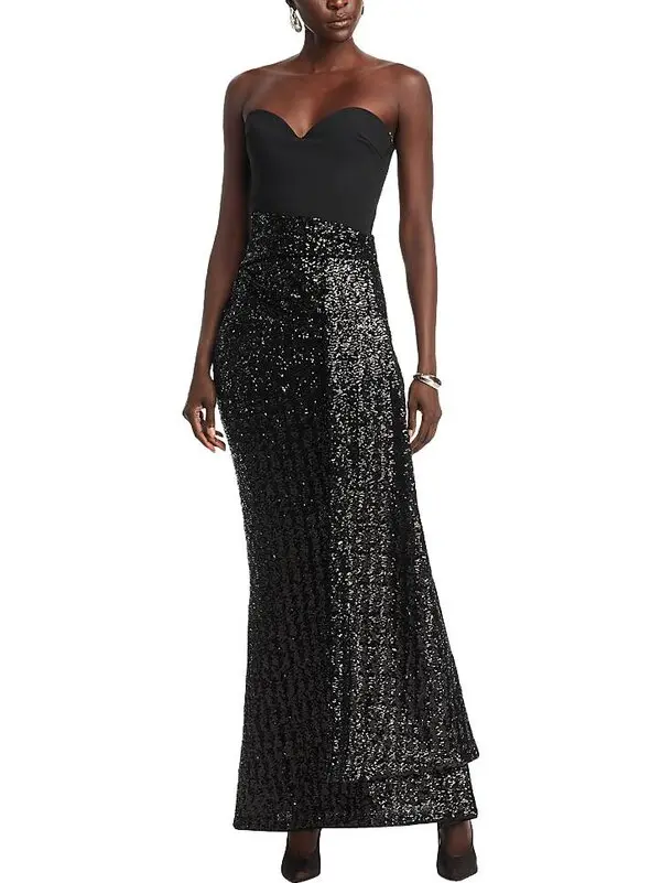 Chiara Boni La Petite Robe Desis Paillettes Long Gown - Black