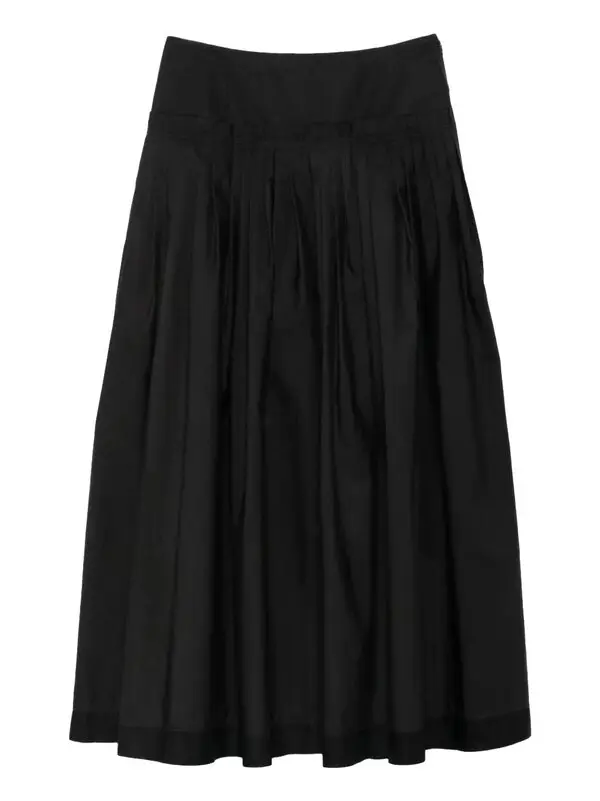 LANVIN Pleated Basque Midi Skirt - Black