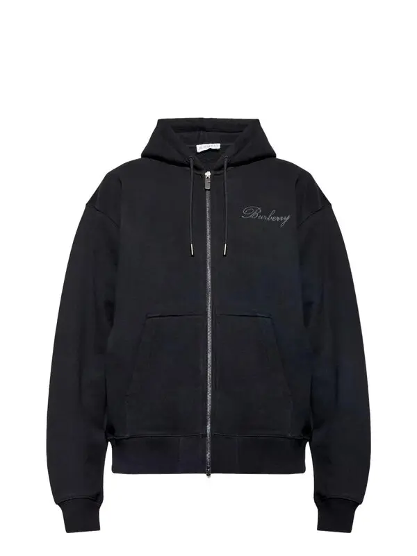 Burberry Logo Zip-up Hoodie - Black