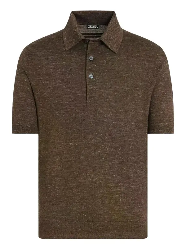 Zegna Mélange Short-sleeve Polo Shirt - Brown