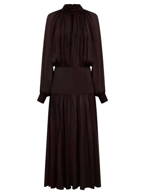 NICHOLAS Aneta Pleated Dress - Brown